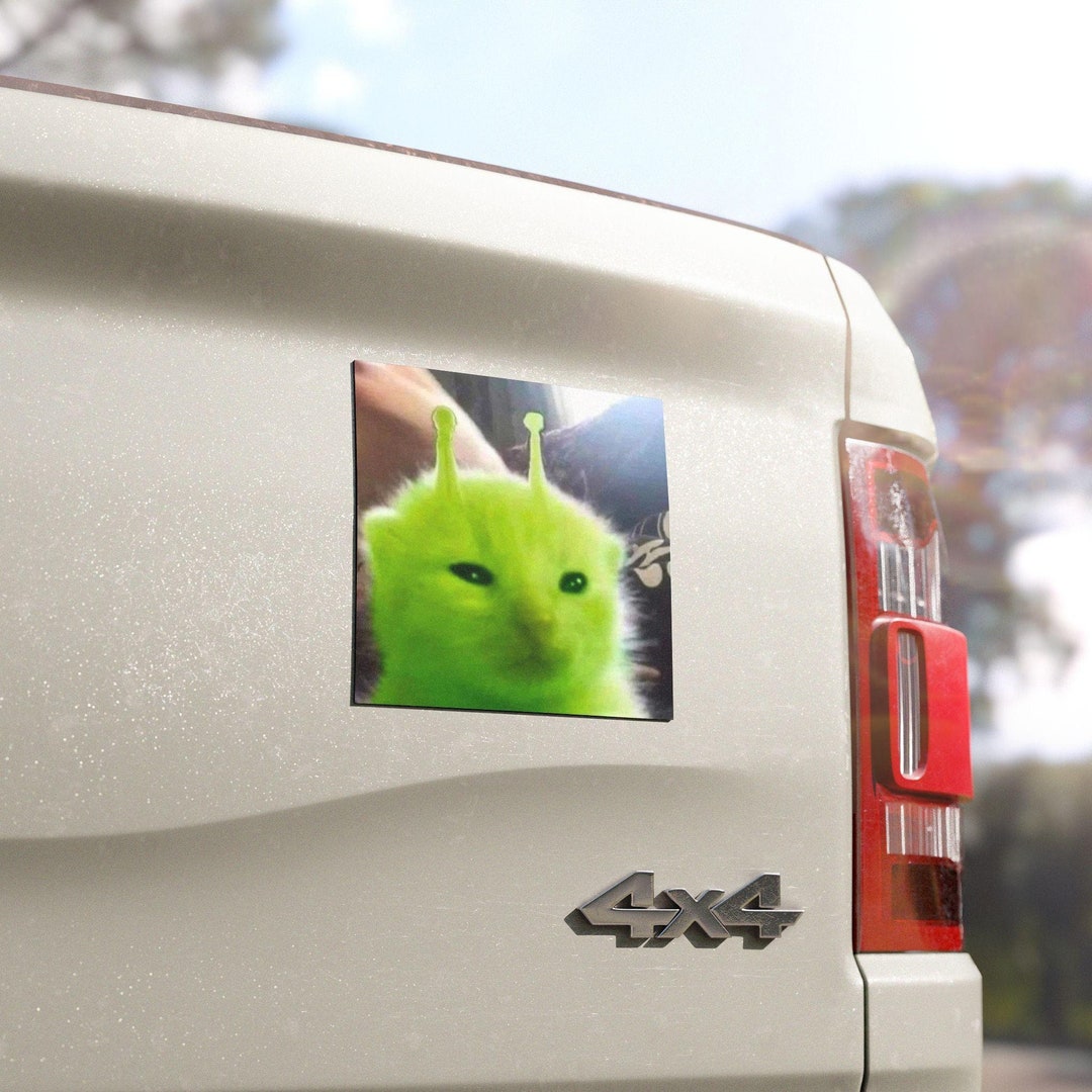 Green Alien Cat Car Magnet Funny Cat Meme Car Bumper Magnet Cute Car ...
