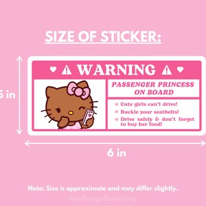 Cute Passenger Princess Car Warning Sticker Pink Kawaii Girl Airbag ...