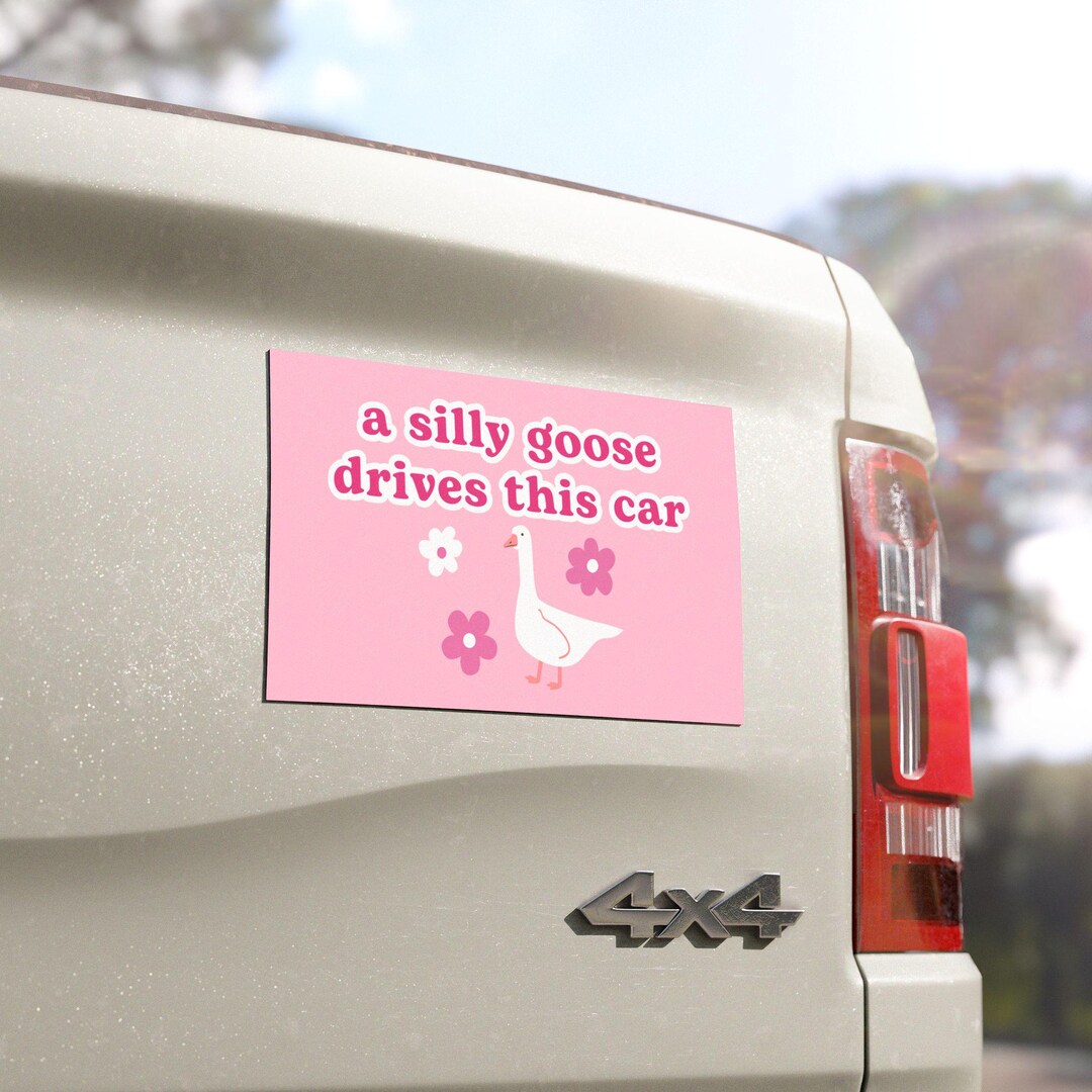 A Silly Goose Drives This Car | Cute Car Bumper MAGNET | Pink Car Decal ...
