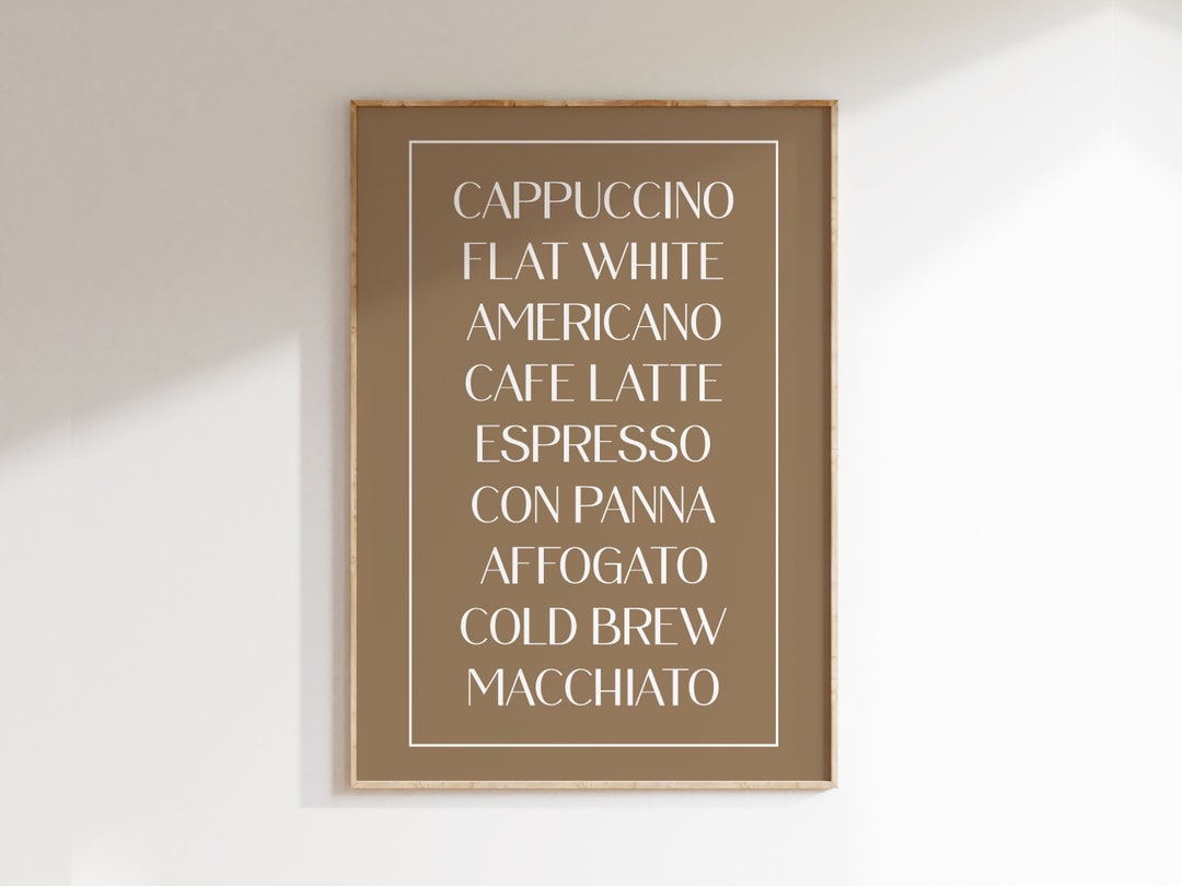 Coffee Varieties | Coffee Menu List Printable Art for Kitchen ...