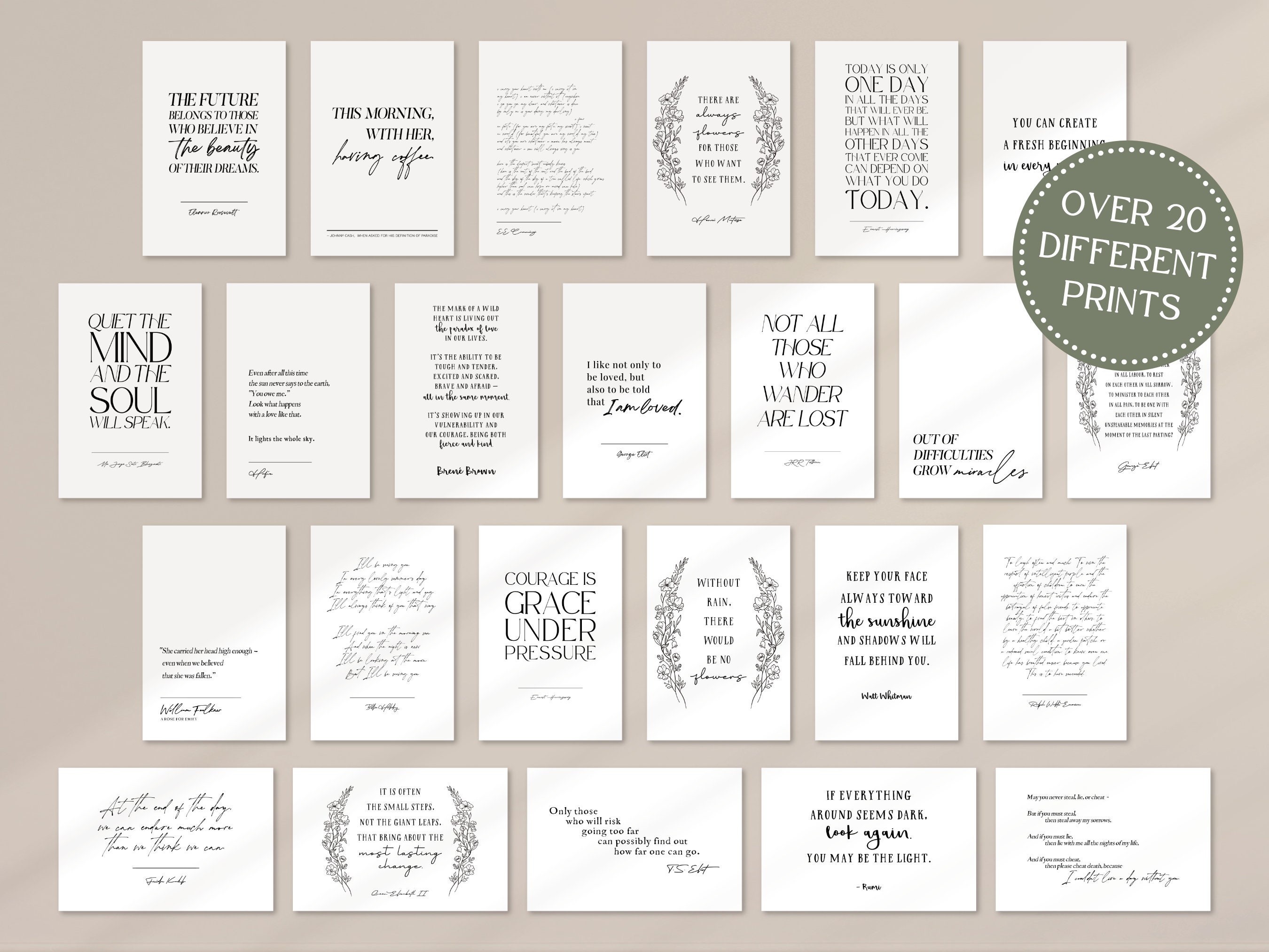 Printable Typography and Line Art Gallery Wall Set of 30 Curated Prints ...