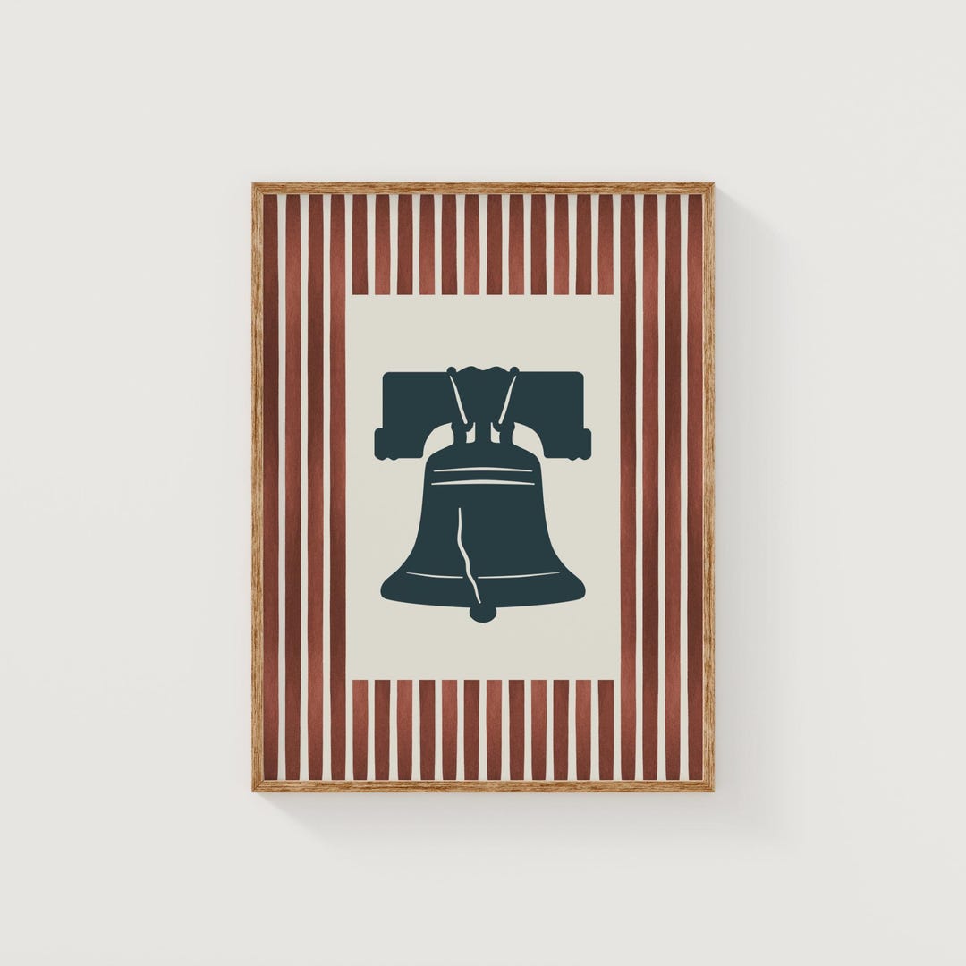Red & Blue Liberty Bell | Fourth of July Americana Wall Art ...