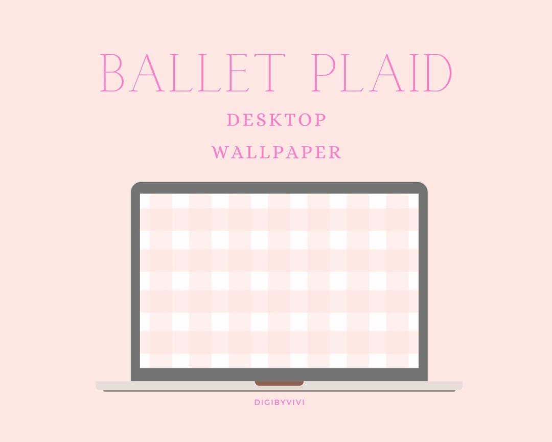 Ballet Plaid Desktop Wallpaper | Pink Gingham Aesthetic Background ...