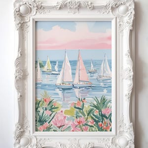 Pastel Pink and Blue Coastal Wall Art Collection | Set of 3 Preppy ...