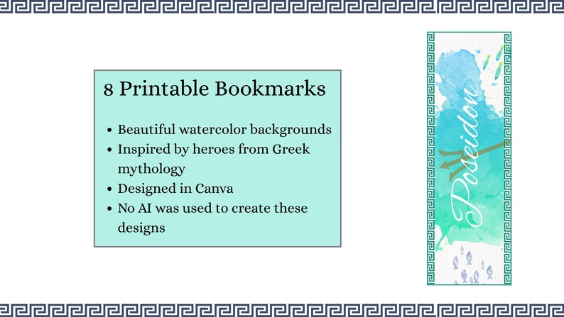 Greek Mythology Bookmarks - Gods - Digital Download - Etsy