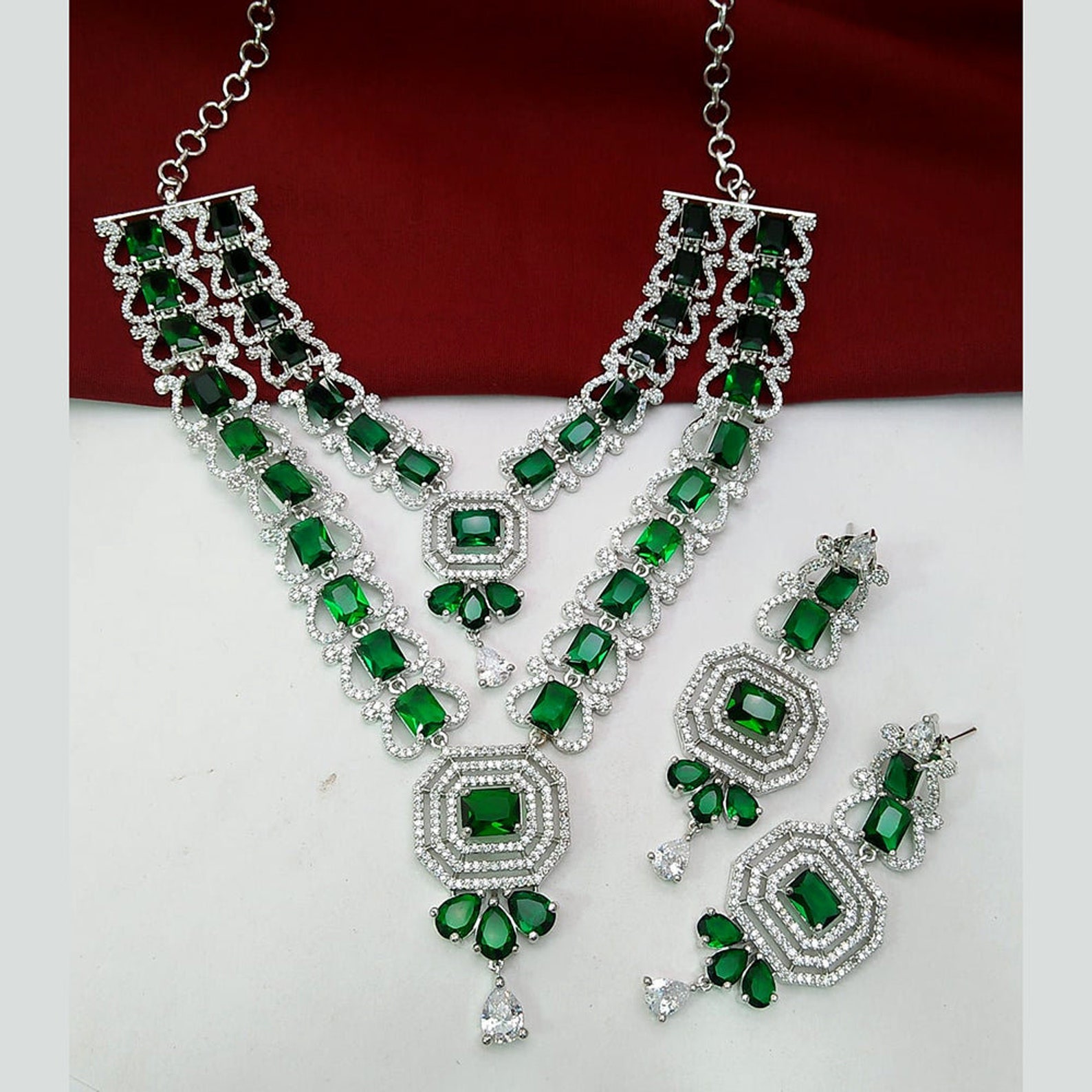 Elegant Diamond Necklace/statement Jewelry Set/statement Necklace ...