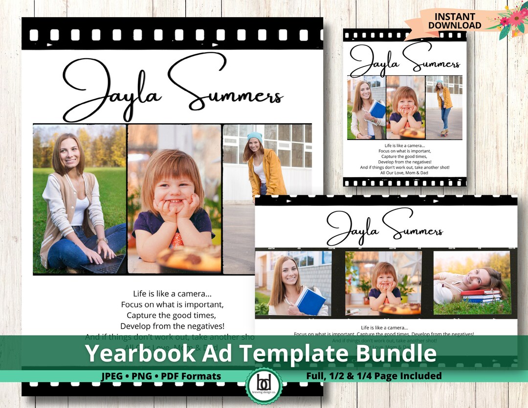 Yearbook Ad Template School Yearbook Full Page Ad 1/2 Page - Etsy