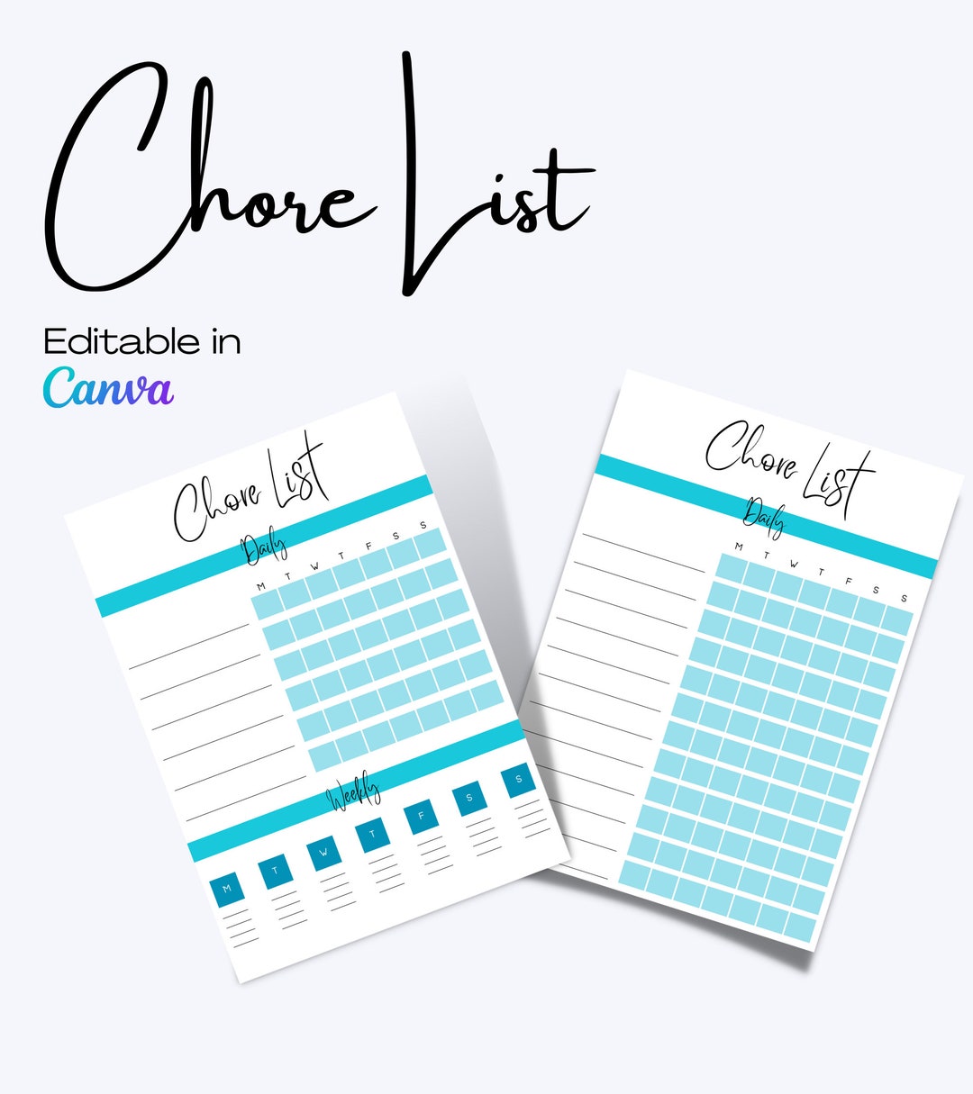 Blue Chore List Chore Chart Printable DIGITAL Download Kids Chore Adult ...