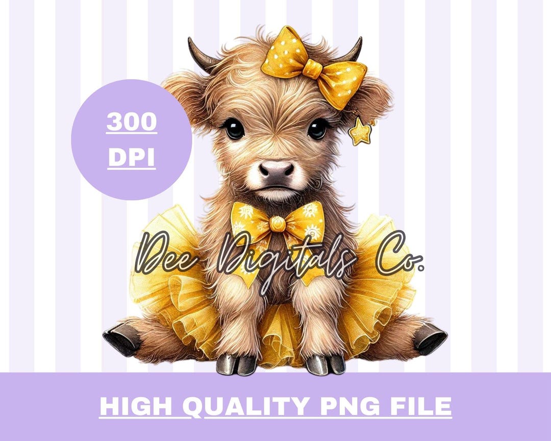 Yellow Highland Cow Png, Cute Cow Digital Download, Highland Cow ...