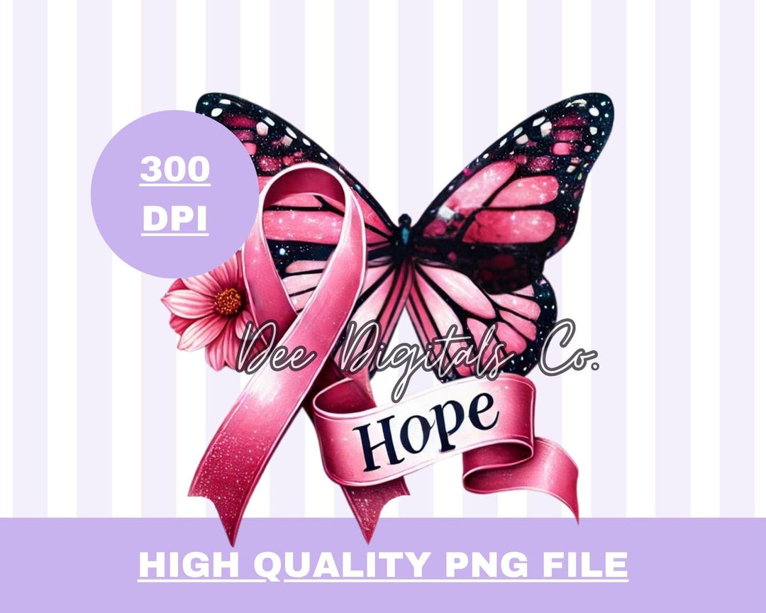 Cancer Awareness Butterfly PNG: Hope Ribbon Clipart (digital Download ...
