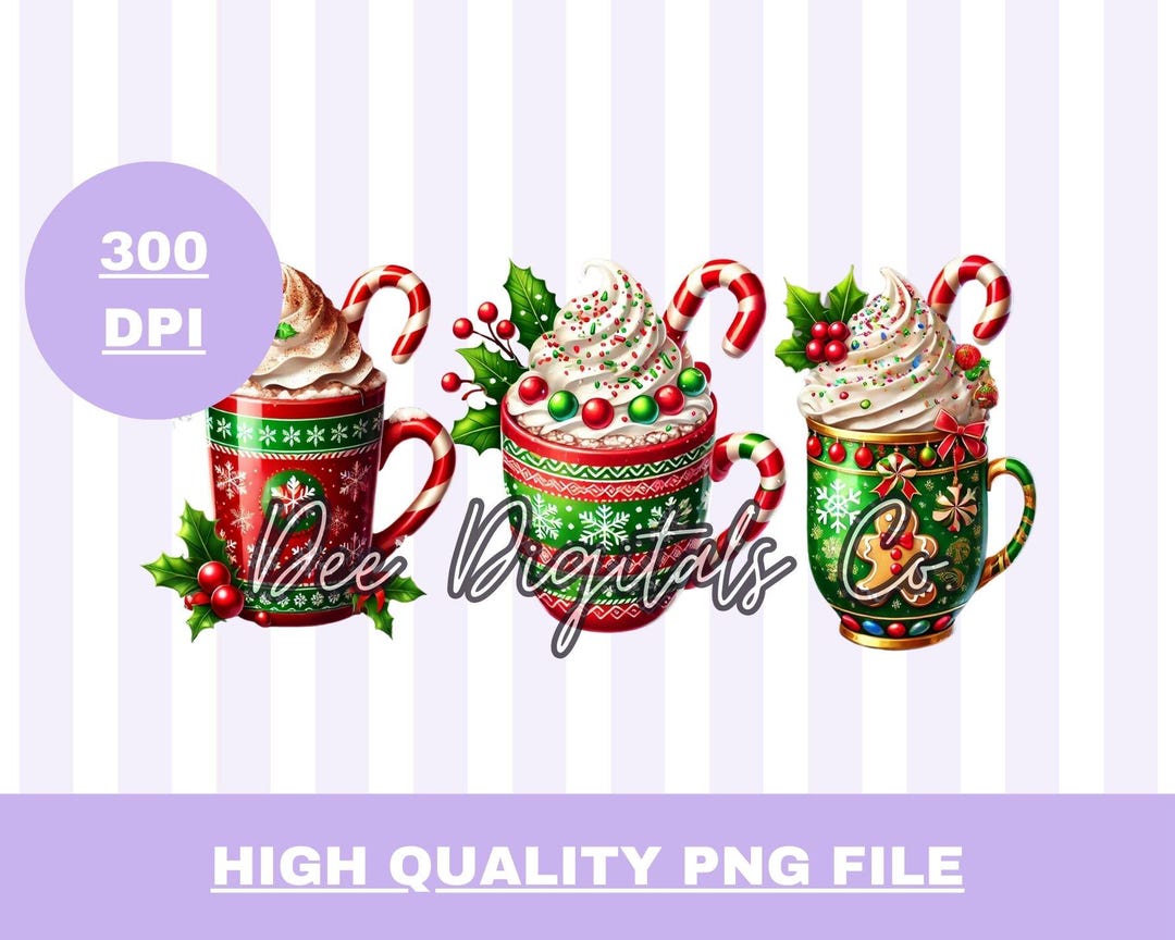 Christmas Coffee Mug Clipart: Holiday PNG Design (digital Download) - Etsy