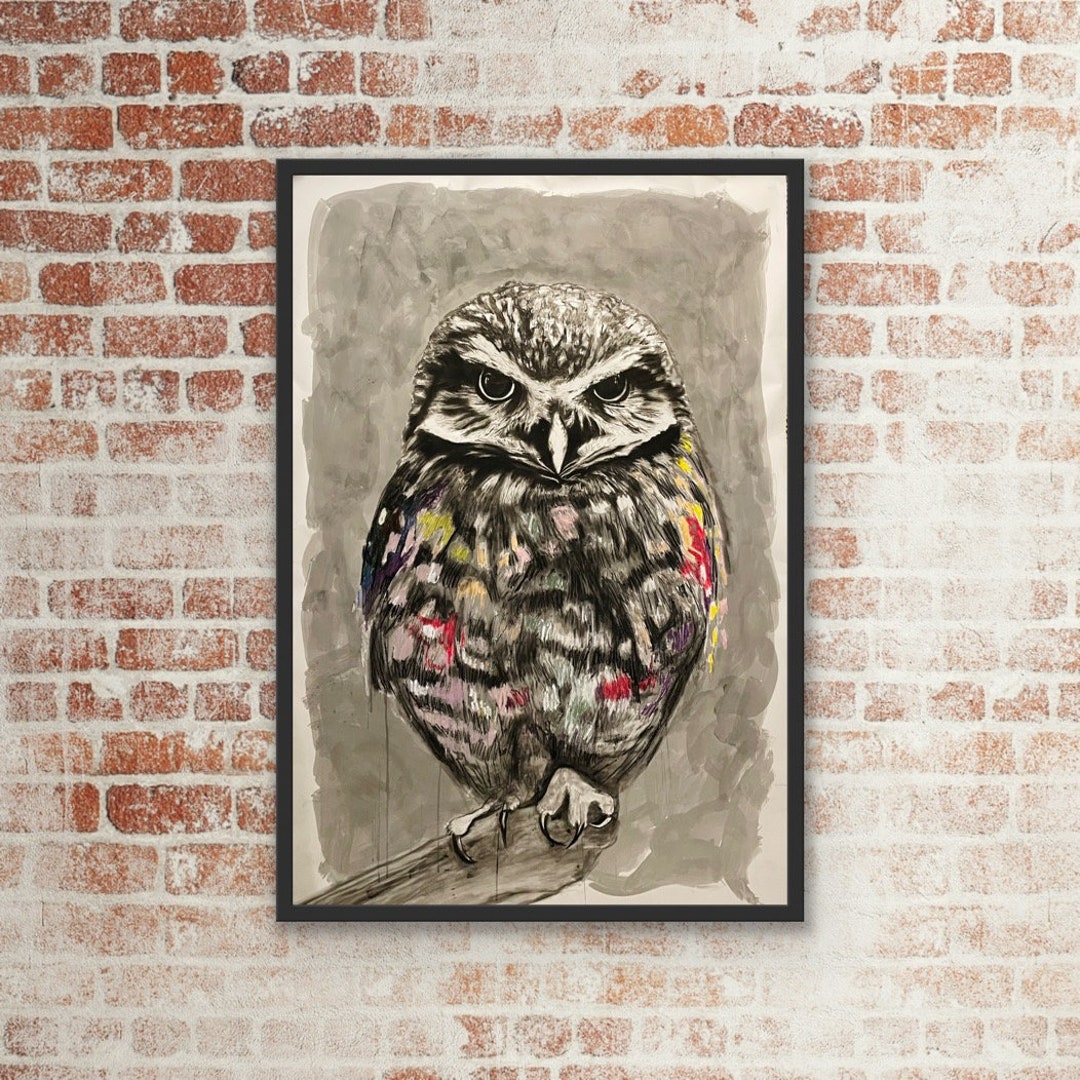Owl Art Print, Abstract Owl Art, Owl Lover Gift, Bird Lover Art Print ...