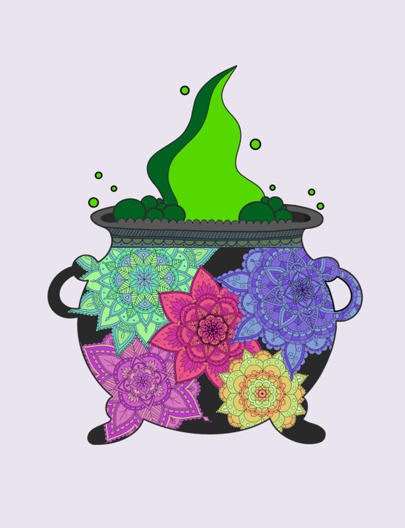 Cauldron Adult Coloring Page - Etsy
