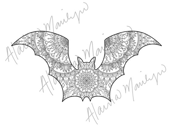 Bat Adult Coloring Page - Etsy