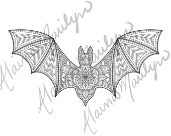 Bat Adult Coloring Page - Etsy