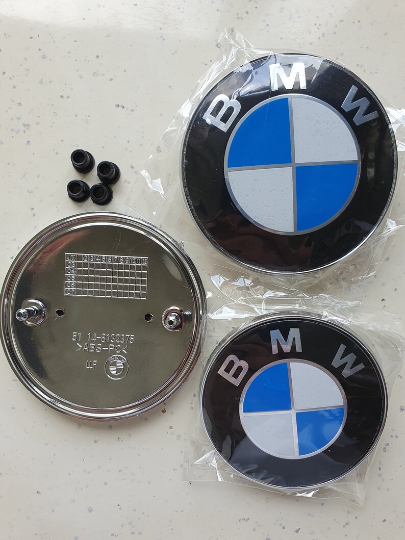 2 BMW Badge Bonnet 82mm Trunk 74mm Logo Emblem Sold With 4 Fixing ...
