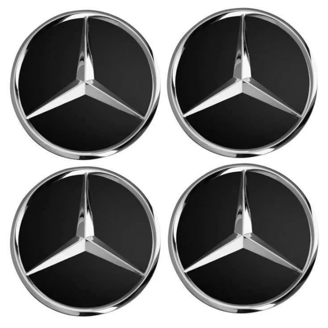 Set of 4 Logo 75mm Mercedes Emblem Rim Hub Cover Wheel Center Badge ...