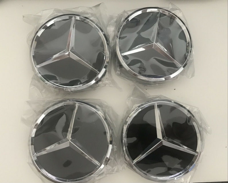 Set of 4 Logo 75mm Mercedes Emblem Rim Hub Cover Wheel Center Badge ...