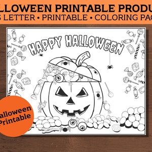 Halloween Candy Pumpkin Coloring Page Halloween Party Activity Sheet ...