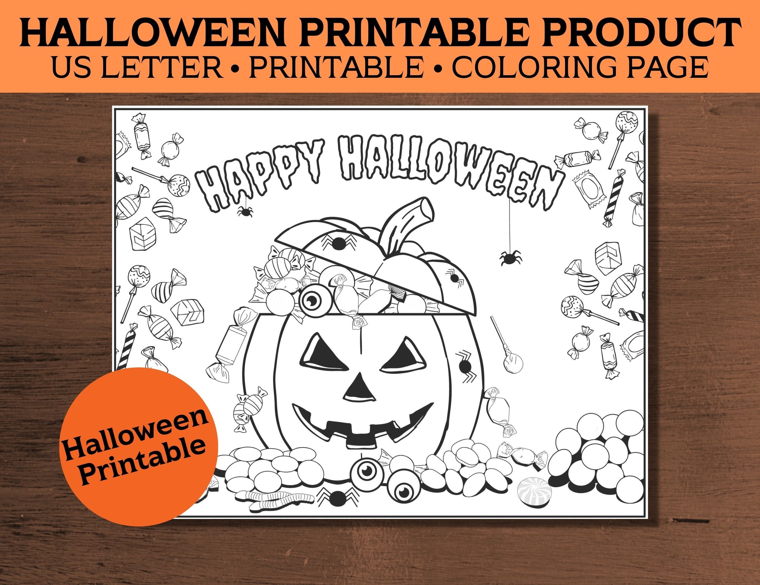Halloween Candy Pumpkin Coloring Page Halloween Party Activity Sheet ...