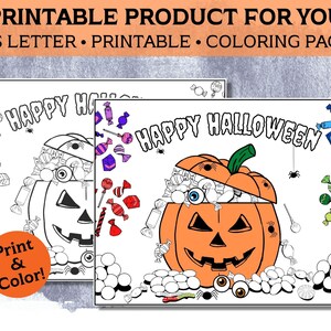 Halloween Candy Pumpkin Coloring Page Halloween Party Activity Sheet ...