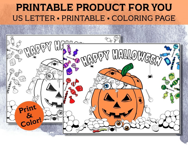 Halloween Candy Pumpkin Coloring Page Halloween Party Activity Sheet ...