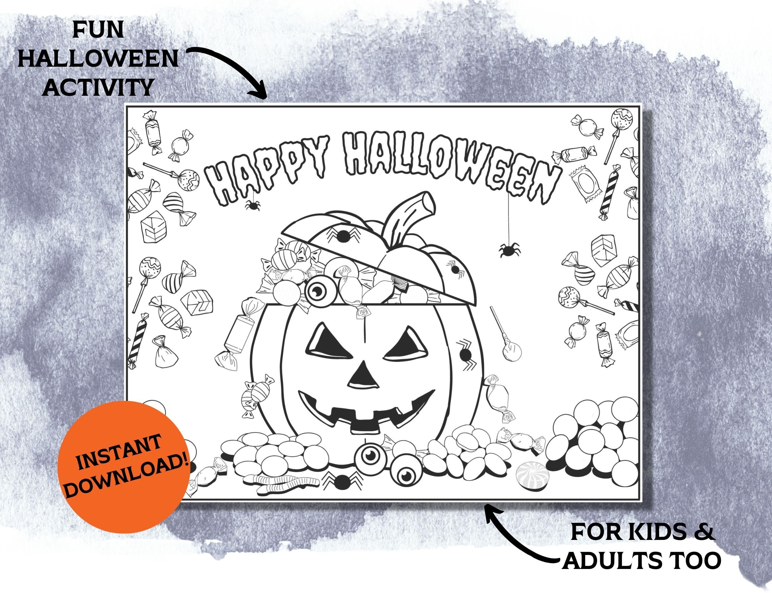 Halloween Candy Pumpkin Coloring Page Halloween Party Activity Sheet ...