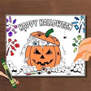 Halloween Candy Pumpkin Coloring Page Halloween Party Activity Sheet ...