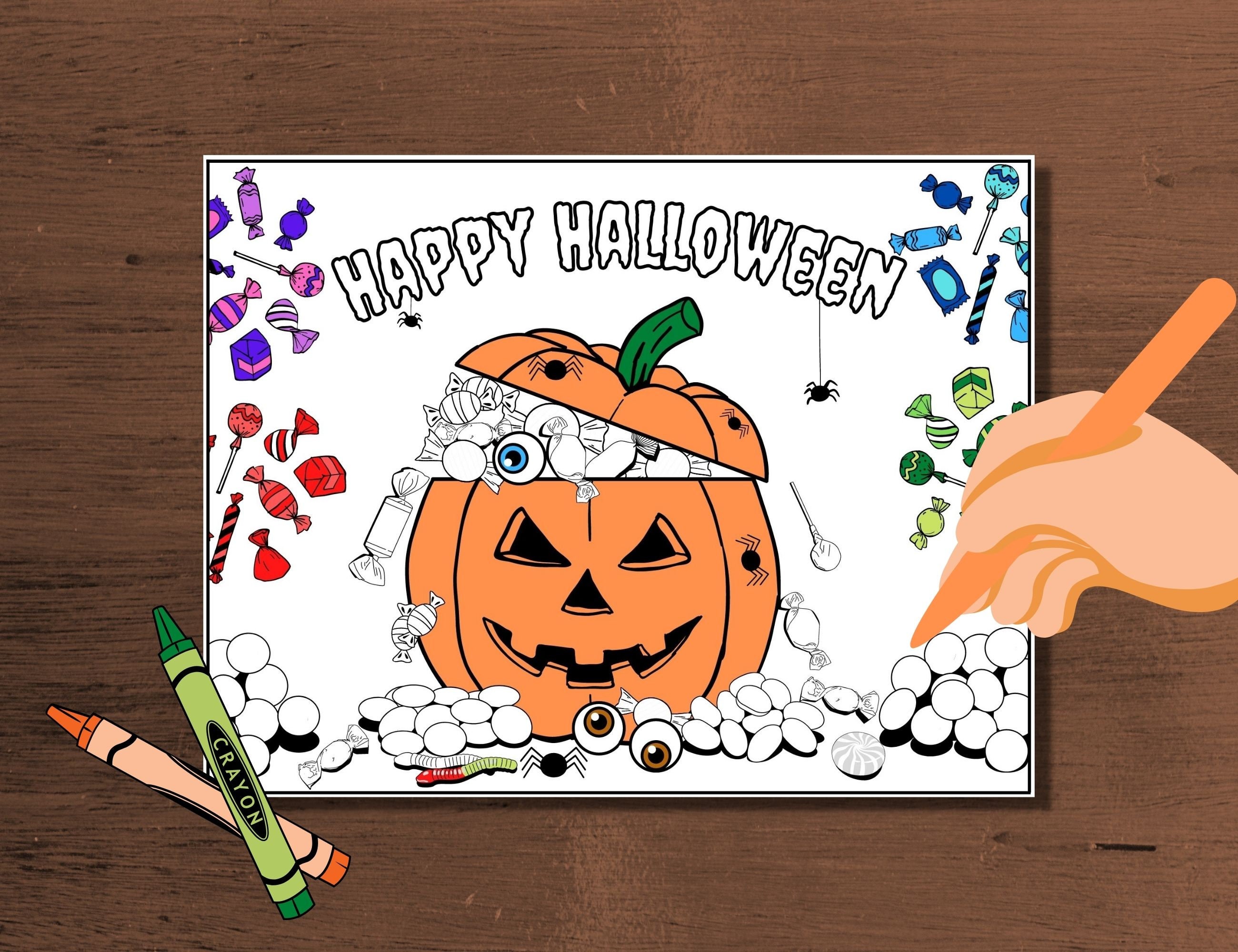 Halloween Candy Pumpkin Coloring Page Halloween Party Activity Sheet ...