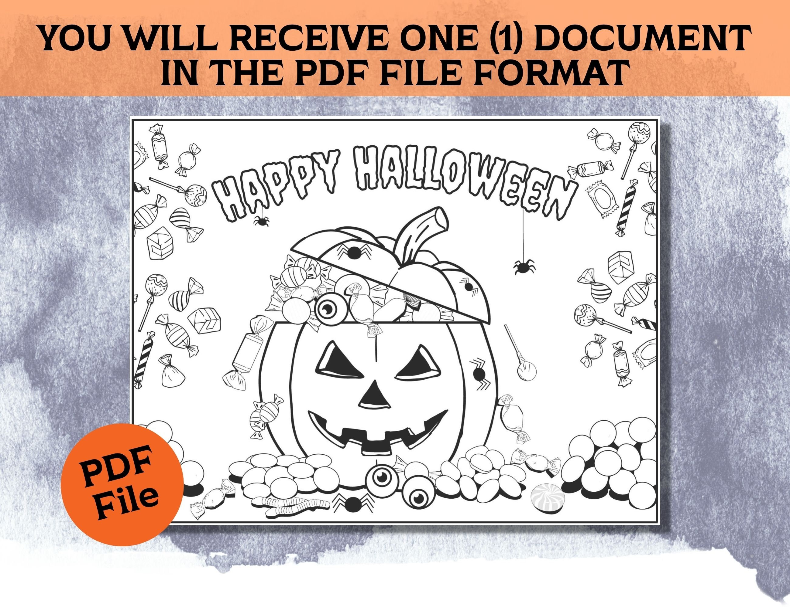 Halloween Candy Pumpkin Coloring Page Halloween Party Activity Sheet ...