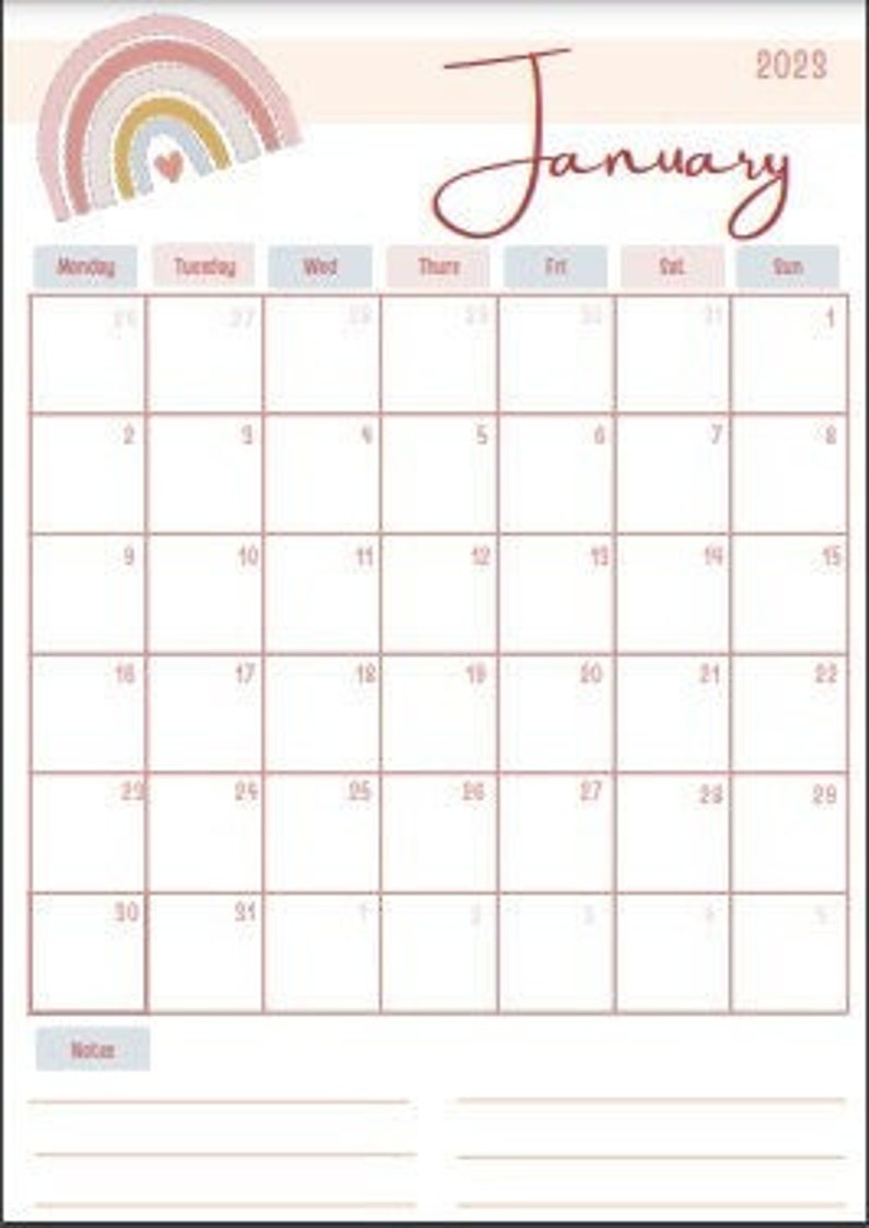 2023 Calendar- Boho Rainbows - Etsy