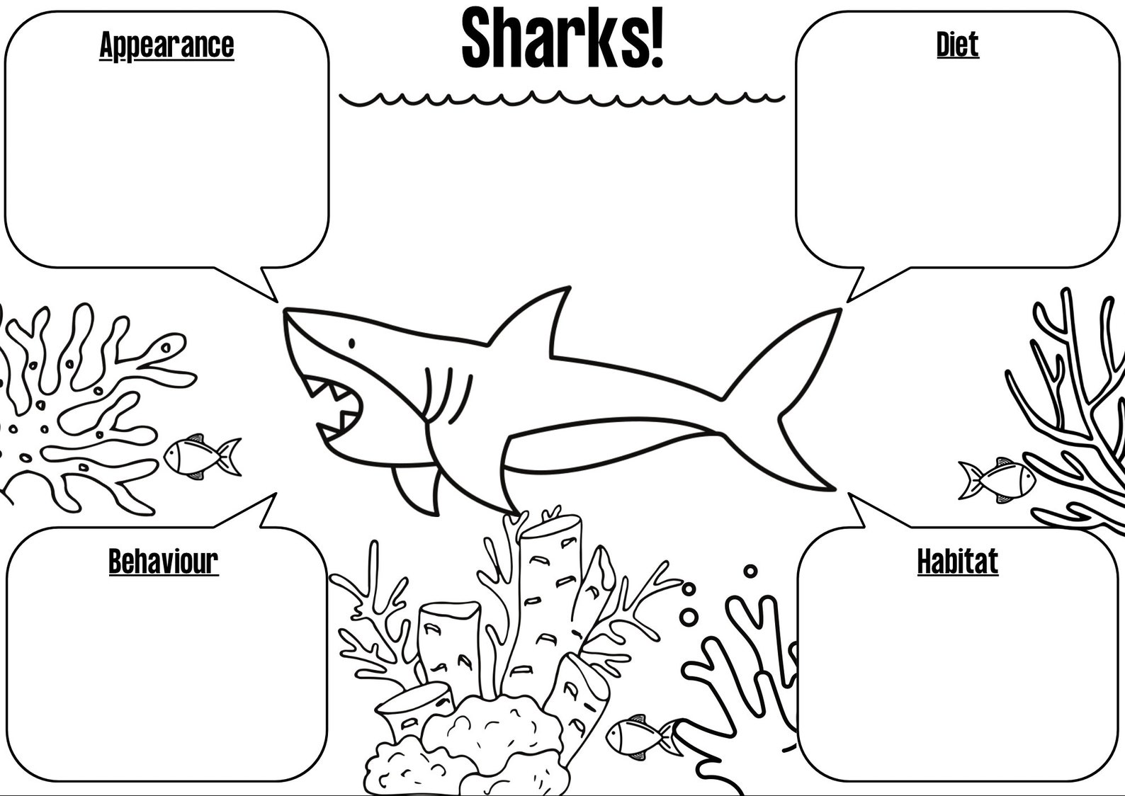 Informative Text Worksheet - Sharks - Etsy