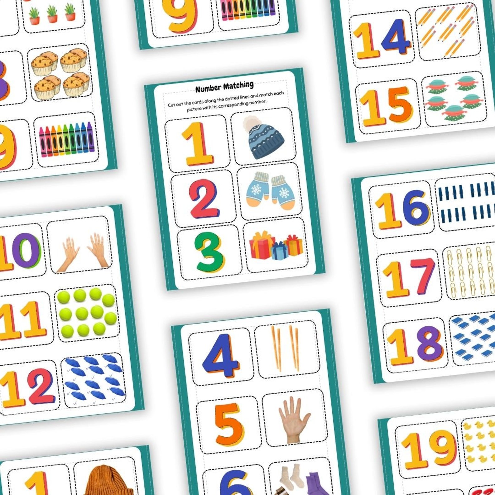 Number Matching Cards, Number Worksheets, Preschool Worksheets ...