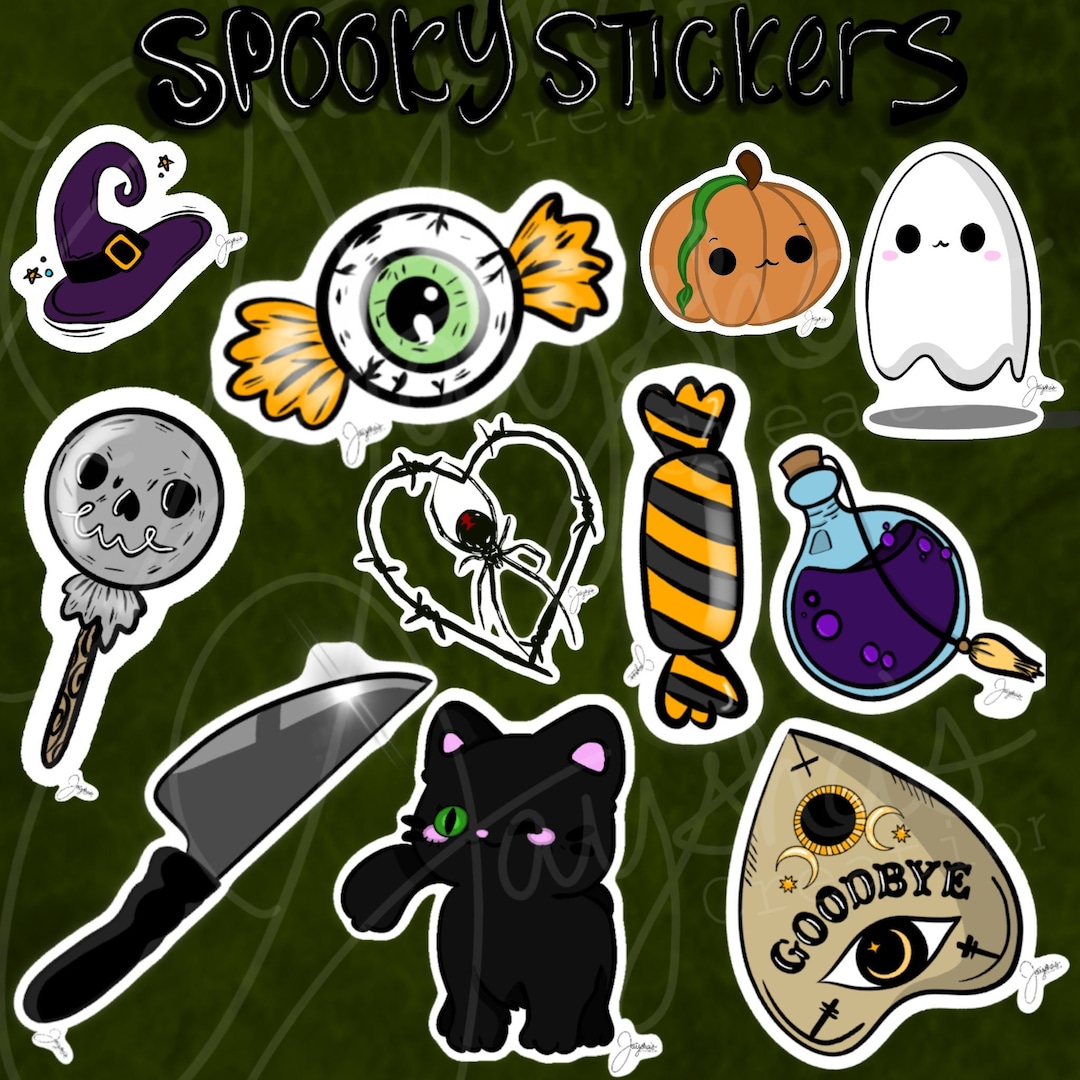 Digital Download Spooky Halloween Sticker Sheet, Planner Stickers ...