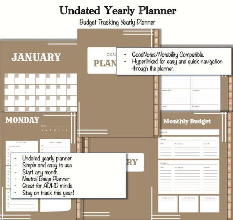 Goodnotes Planner. Yearly Undated Planner. Digital Planner. - Etsy
