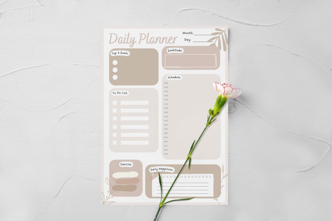 Digital Printable Daily Planner Productivity Wellness Planner - Etsy