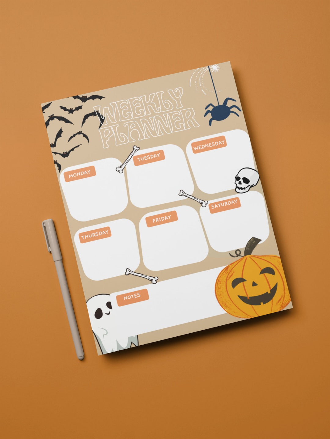 Digital Weekly Planner Spooky Halloween Weekly Spread Printable A4 ...