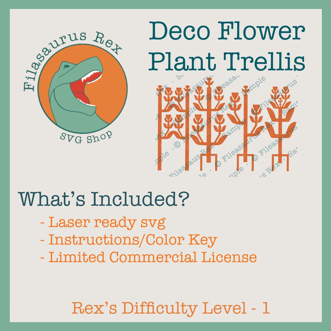 Deco Flower Plant Trellis Set SVG File for Laser Cutting - Etsy