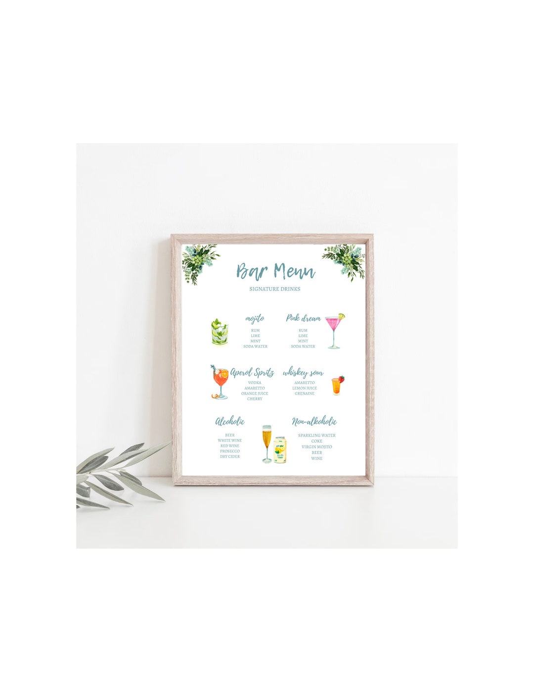 Custom Bar Menu Template on Canva Wedding Bar Menu Template Bar Menu ...