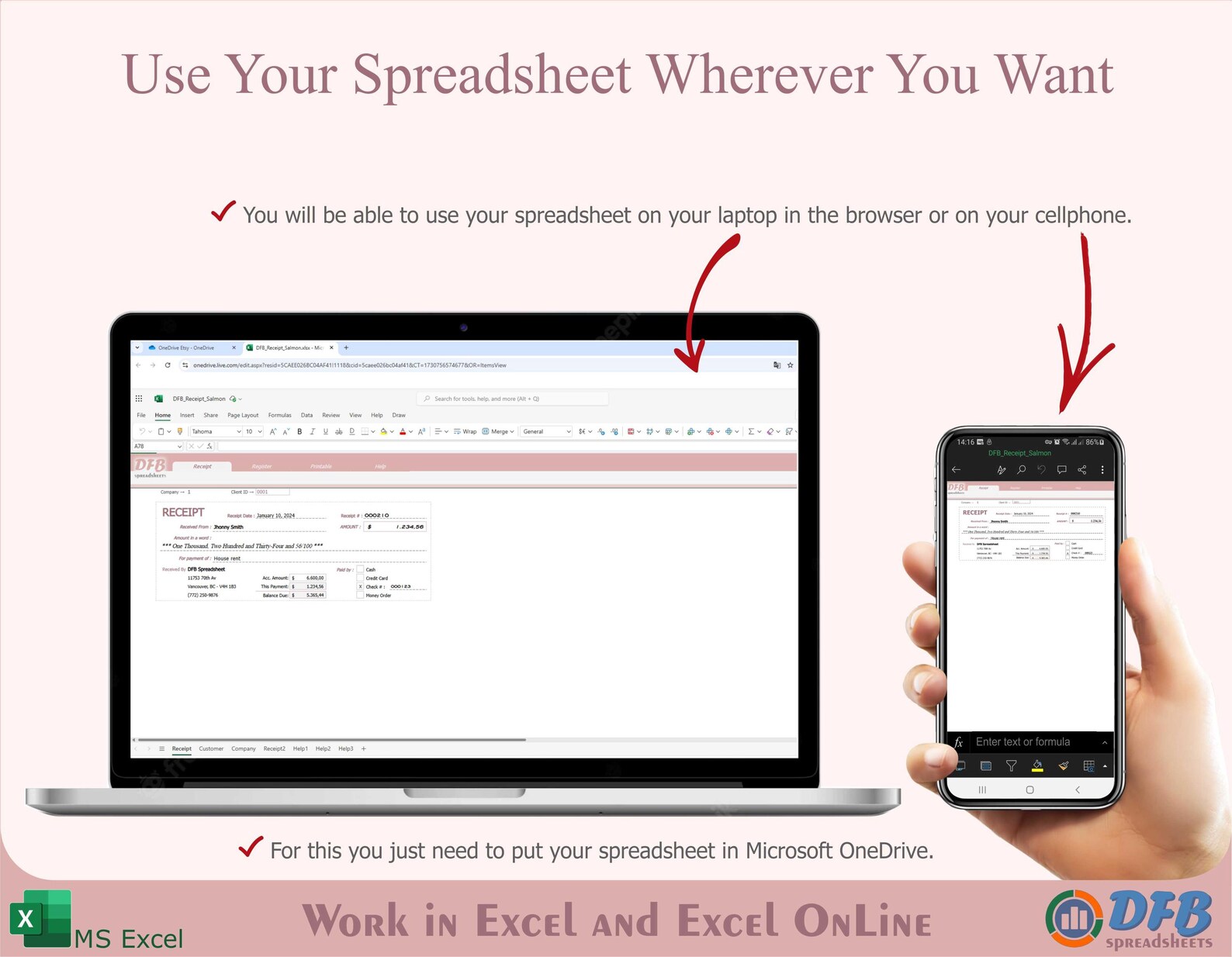 Customizable Receipt Spreadsheet Receipt With Automatic Generation of ...