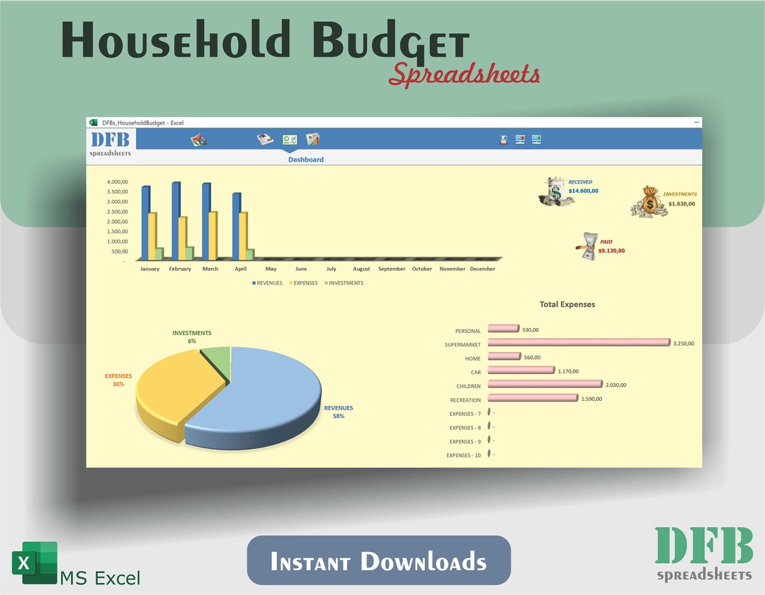 Household Budget Excel Spreadsheet Template Budget Spreadsheet Excel ...