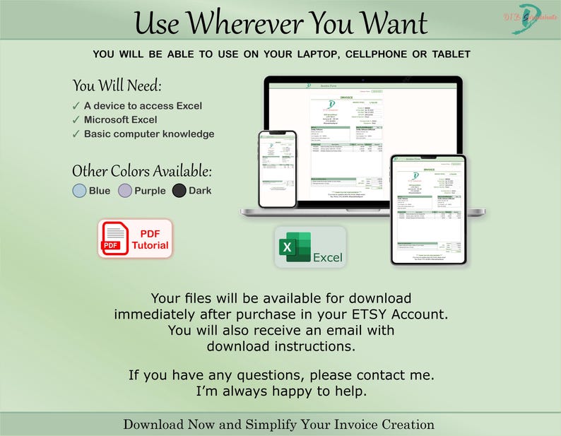Customizable Invoice Template, Automated Calculations and Printing ...