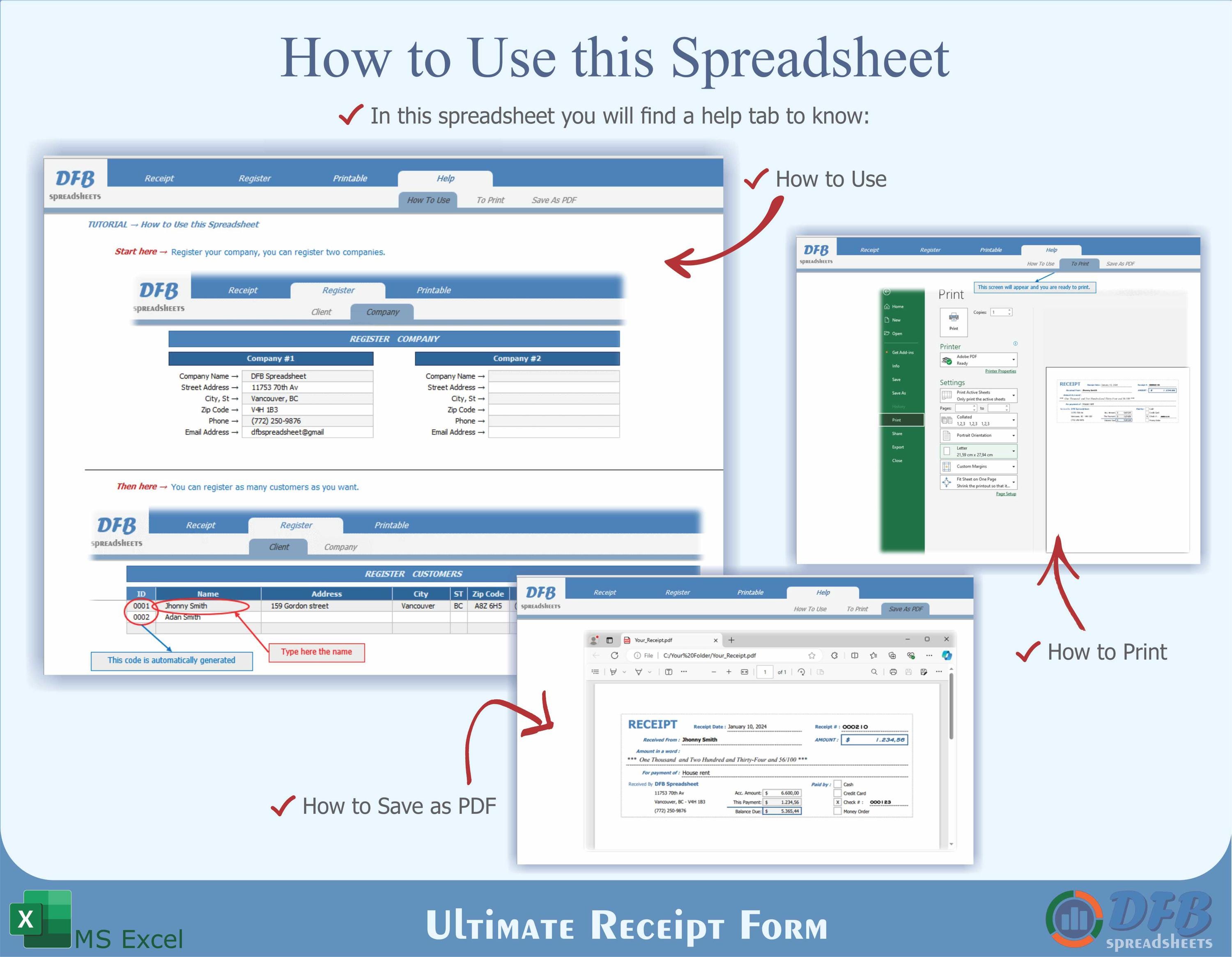 Customizable Receipt Spreadsheet in Excel Receipt With Automatic ...