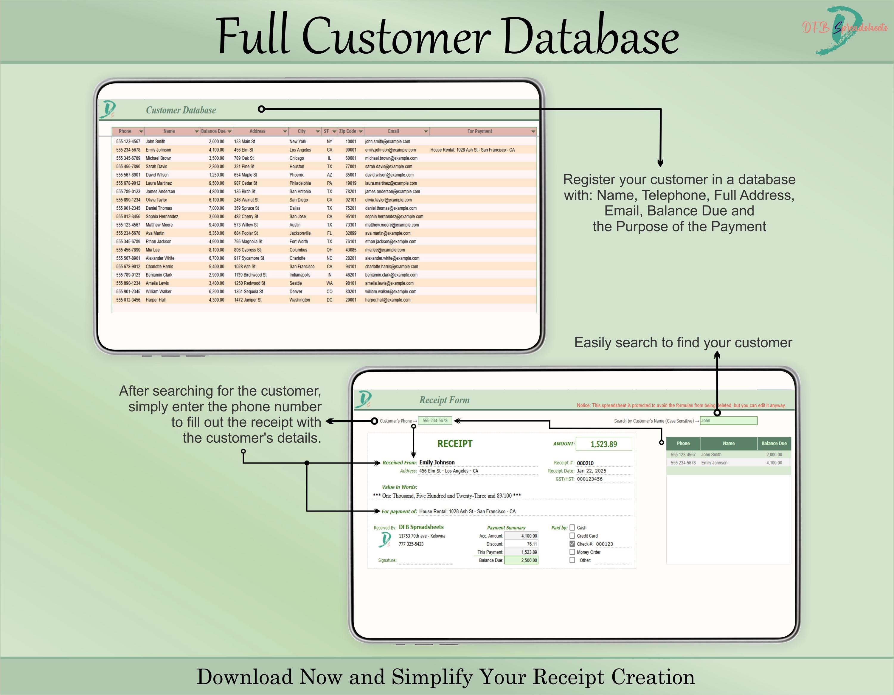 Customizable Receipt Spreadsheet, Automatic Amount in Words Generation ...