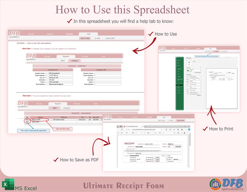 Customizable Receipt Spreadsheet Receipt With Automatic Generation of ...