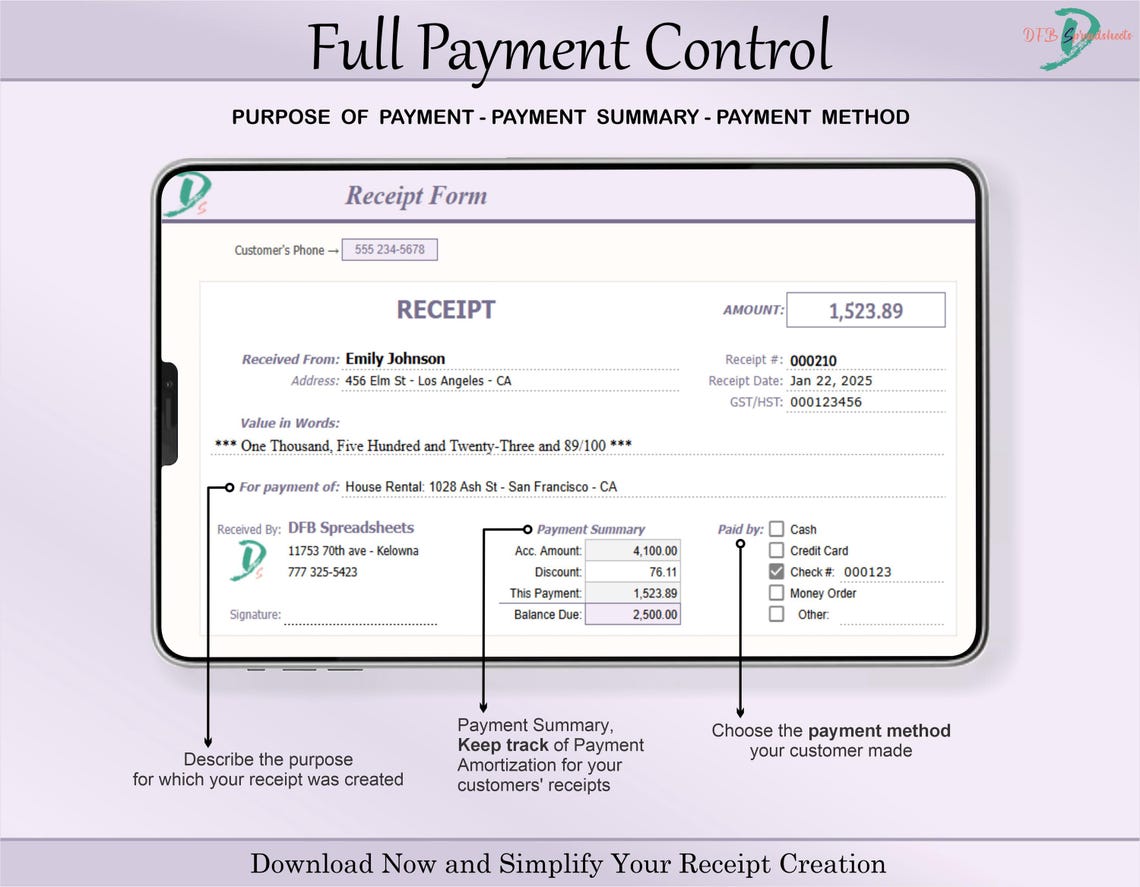 Customizable Receipt Spreadsheet Receipt With Automatic Generation of ...