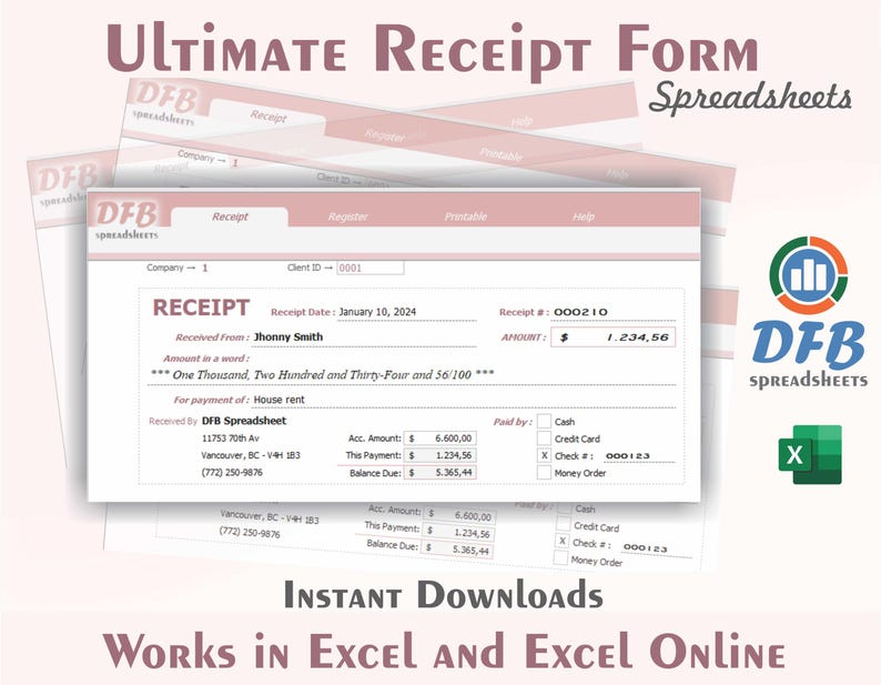 Customizable Receipt Spreadsheet Receipt With Automatic Generation of ...