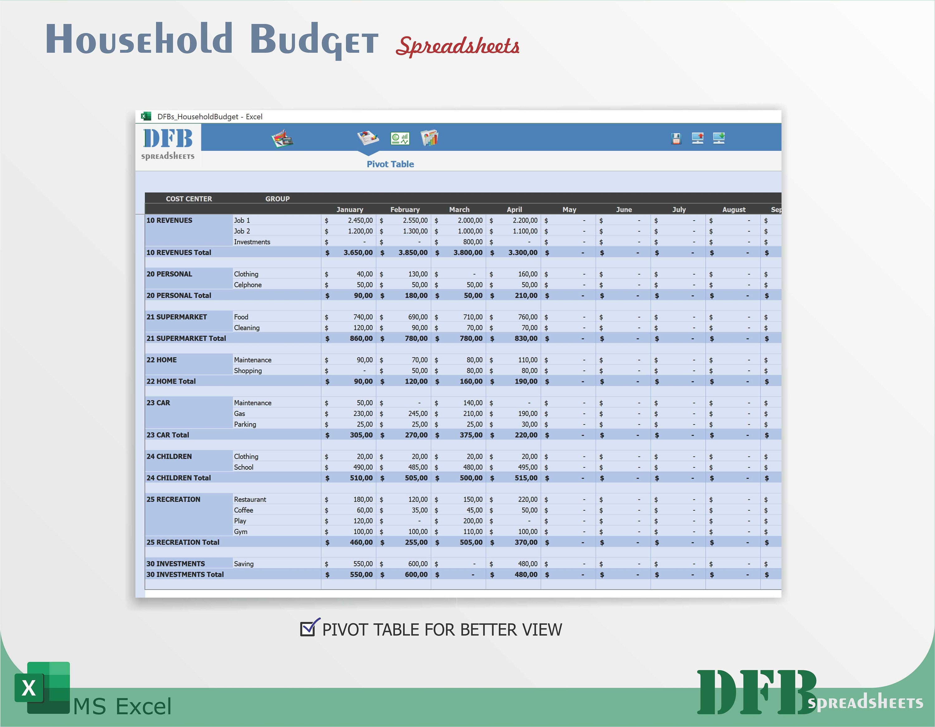 Household Budget Excel Spreadsheet Template Budget Spreadsheet Excel ...