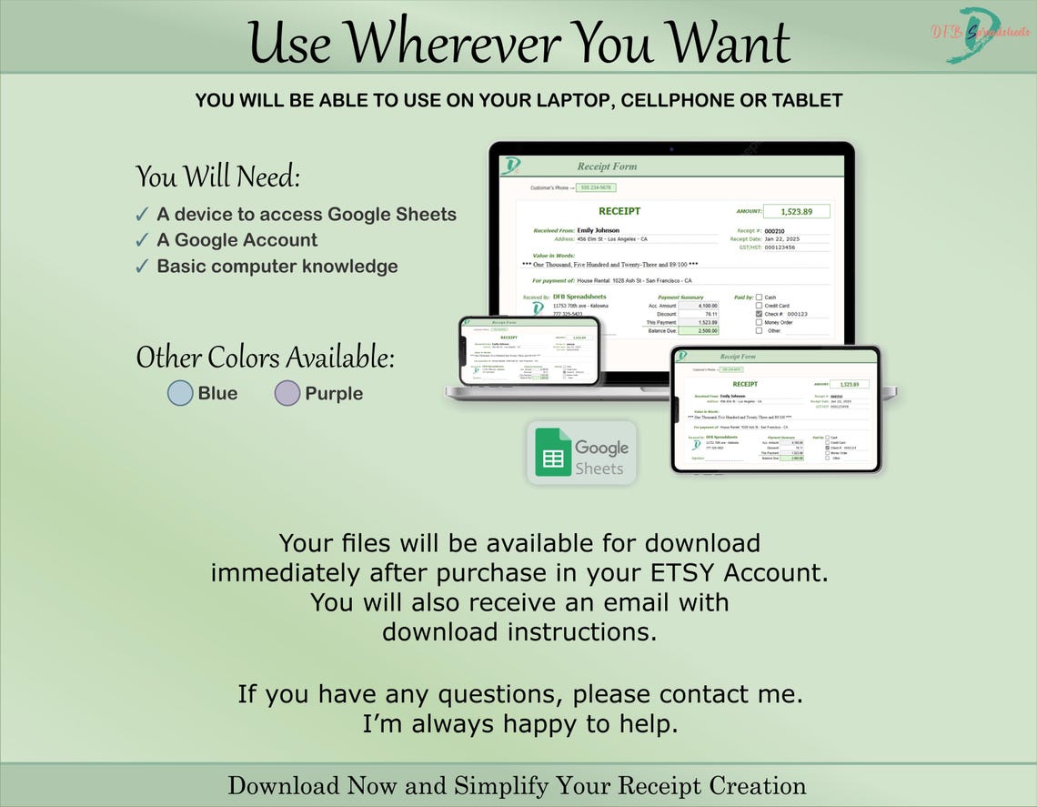 Professional Receipt Form Template Google Sheets Automatic Value in ...