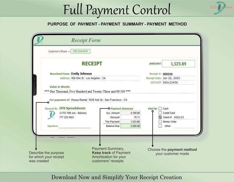 Customizable Receipt Spreadsheet, Automatic Amount in Words Generation ...